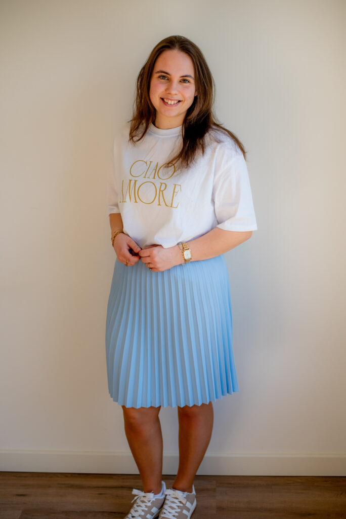 Plissé rok lichtblauw - Hippe Zeeuw